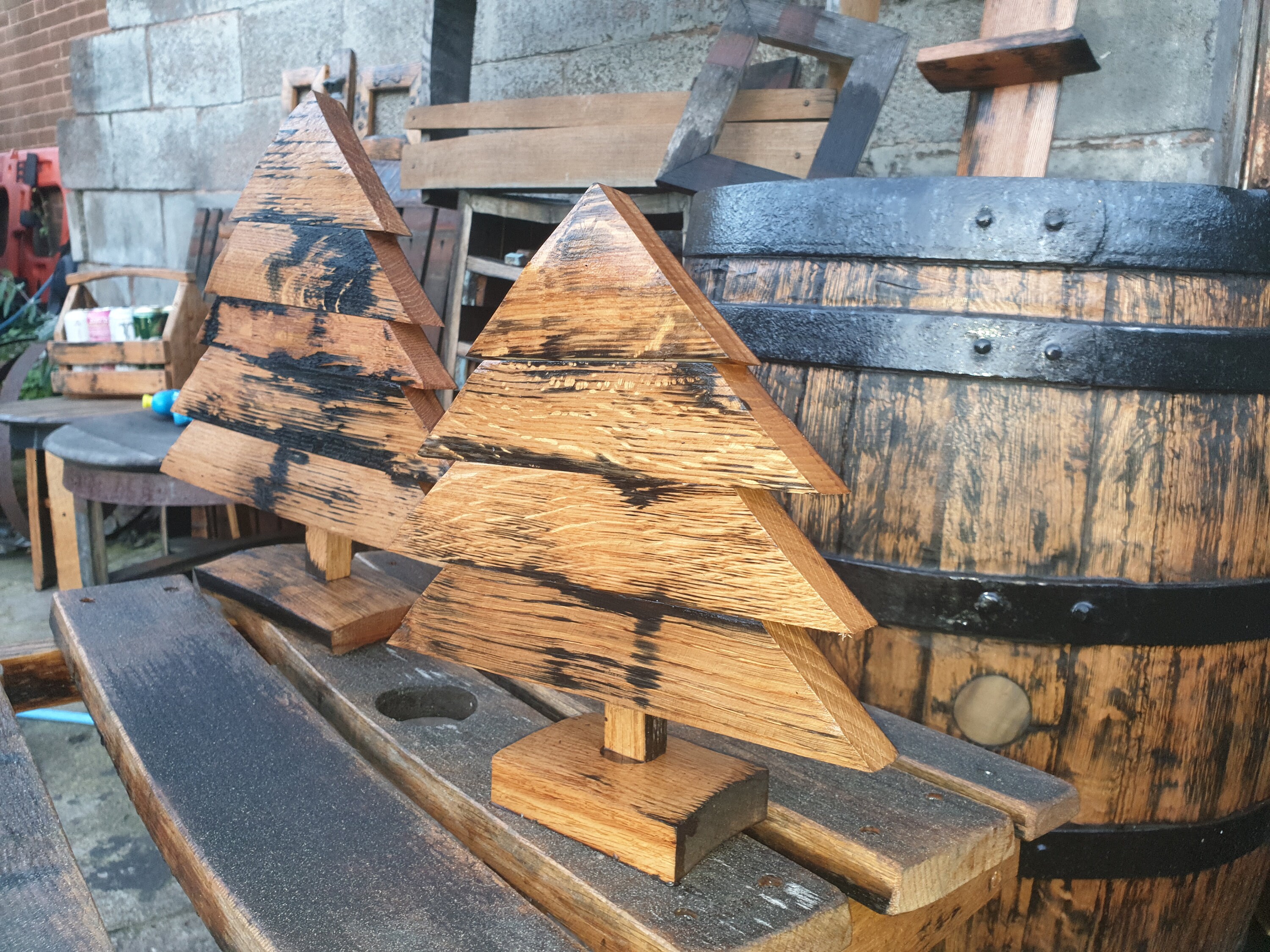 Handmade Oak Whisky Barrel Staves Christmas Tree Set of 2 for Home ...