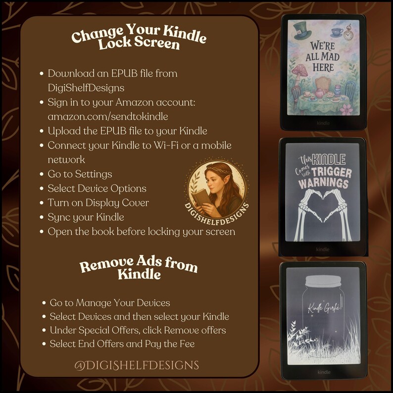 Bookish Kindle Lock Screens | Story Collector Designs (digital Download ...