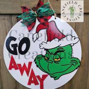 Grinch Go Away Door Hanger - Etsy