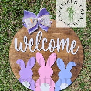 Welcome Easter Bunny's Door Hanger | Cute Spring Decor, Front Porch ...