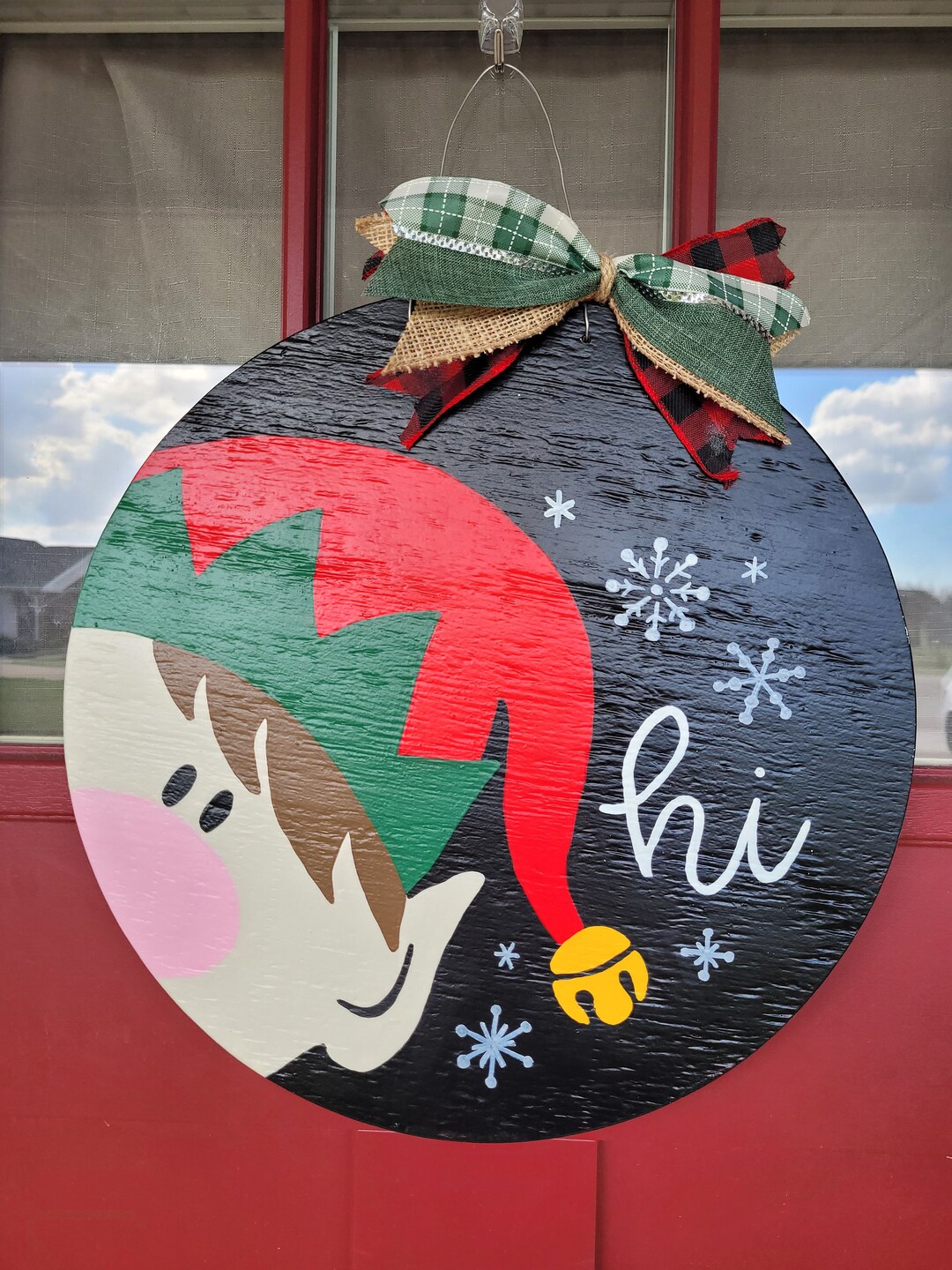 Elf Christmas Door Hanger - Etsy