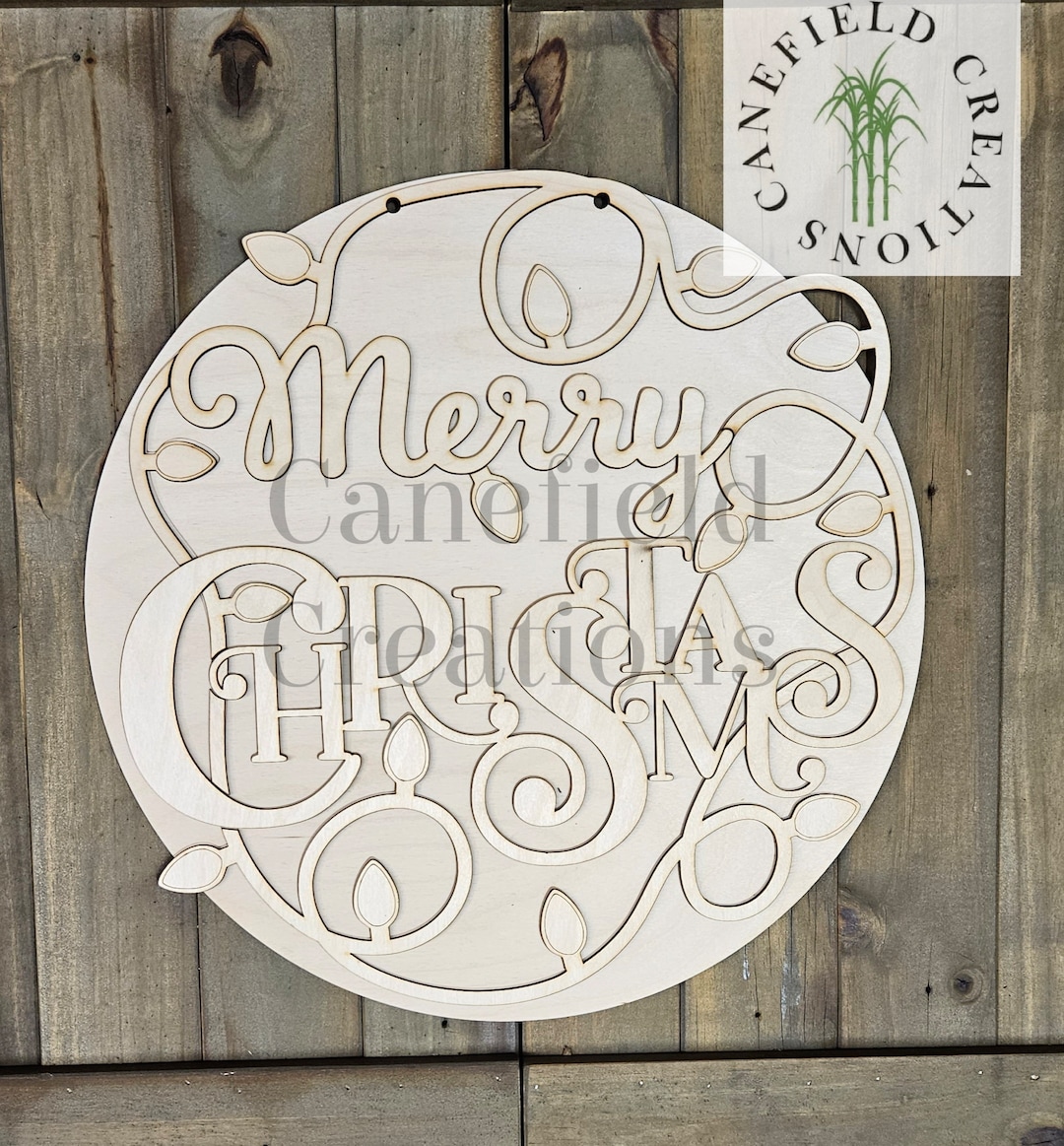 DIY Unfinished Christmas Merry Christmas Lights Door Hanger - Etsy