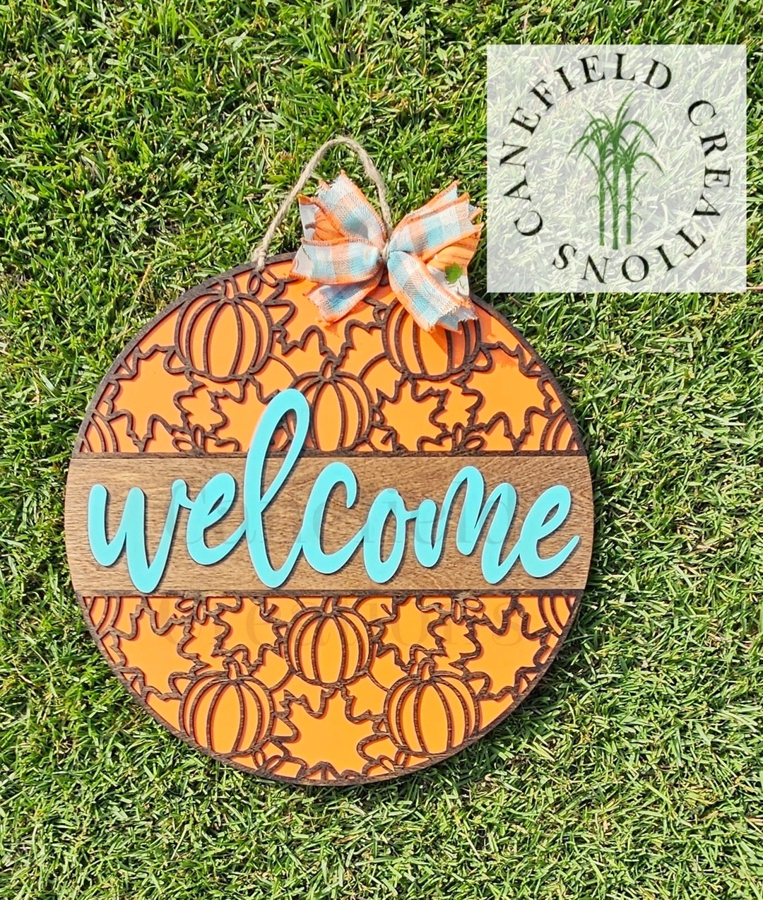 Welcome Fall Pumpkins & Leaves Door Hanger - Etsy