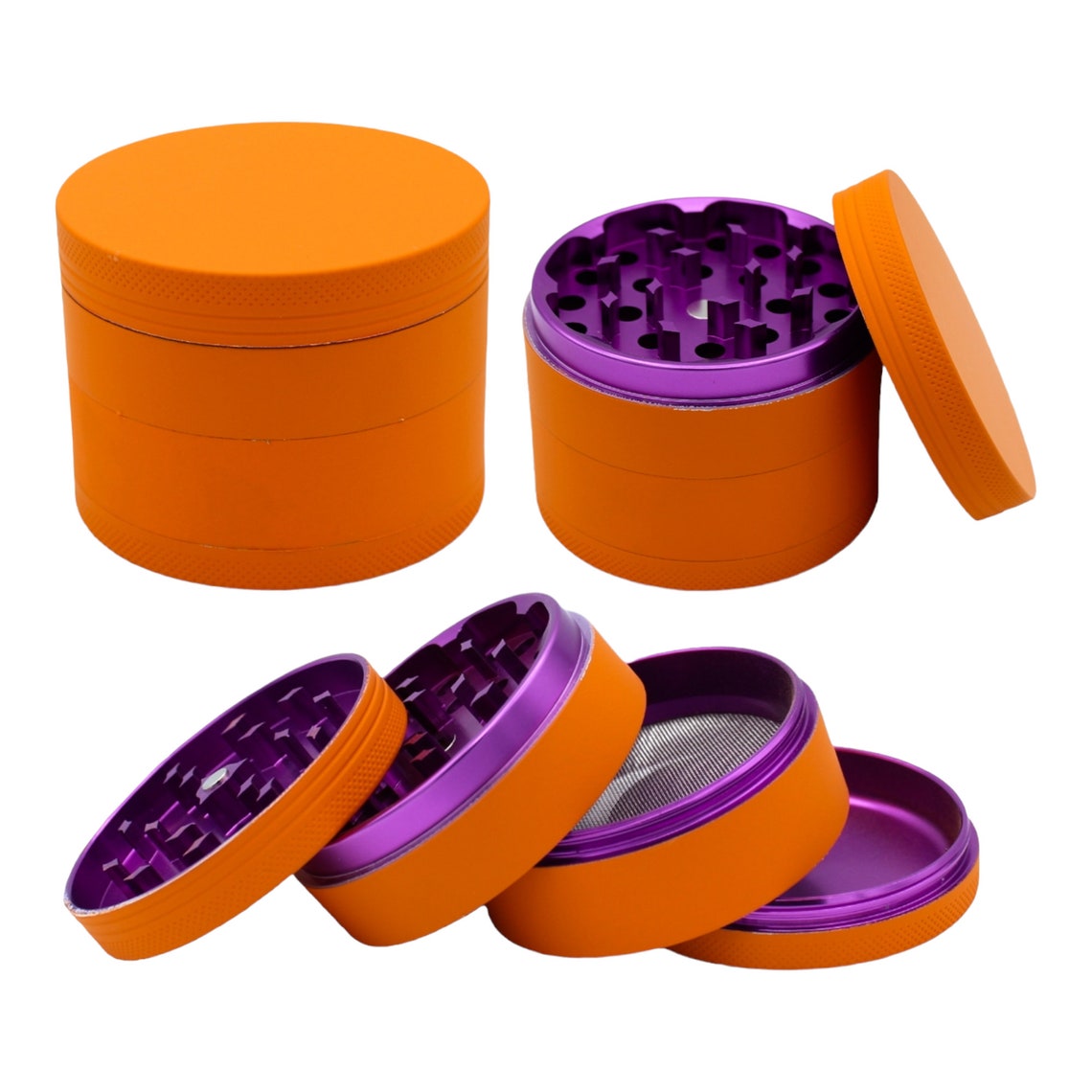 2.5 Inch Herb Grinder Matte Orange and Purple Aluminum Weed Grinder, 4 ...