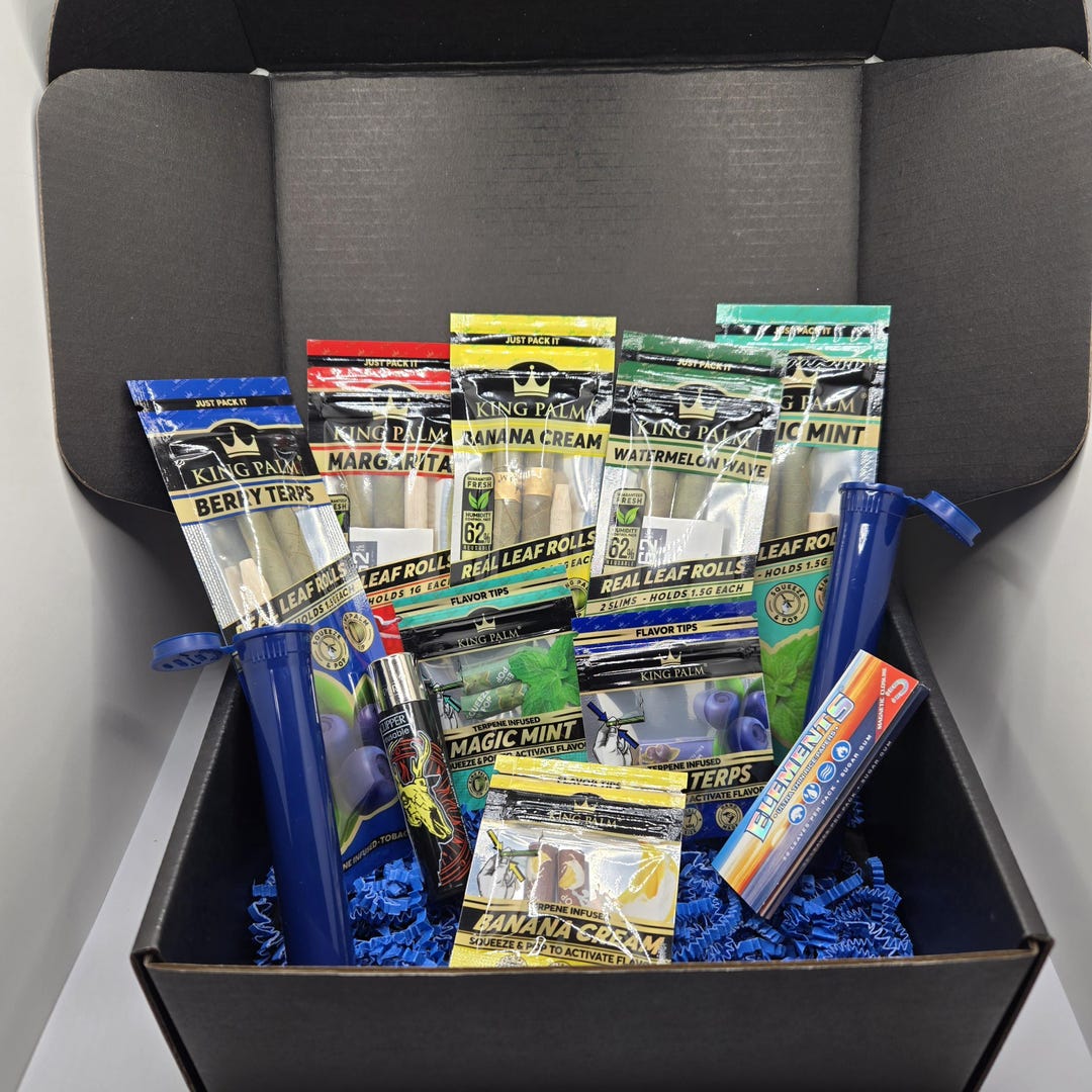 Stoner Box/gift Box Organic King Palm Sampler Box 5 Packs, Rolling ...