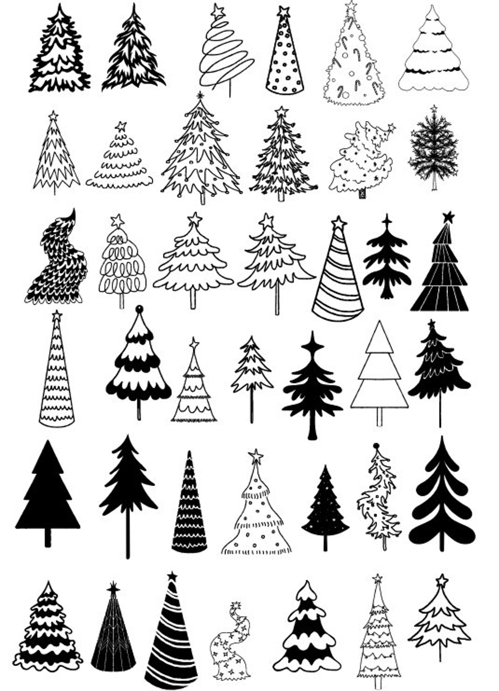 50 Christmas Tree Digital Assets / Digital Download Christmas Clip Art ...