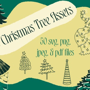 50 Christmas Tree Digital Assets / Digital Download Christmas Clip Art ...