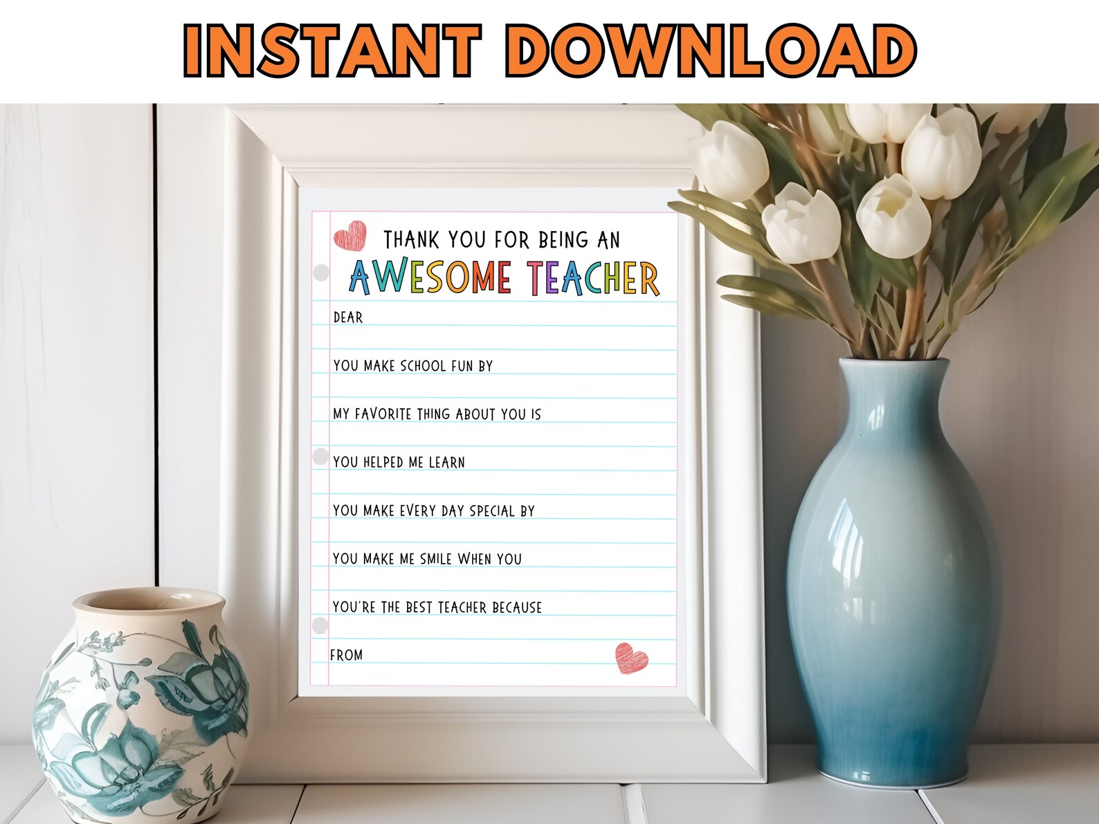 Printable All About My Teacher Gift, Teacher Appreciation Worksheet ...