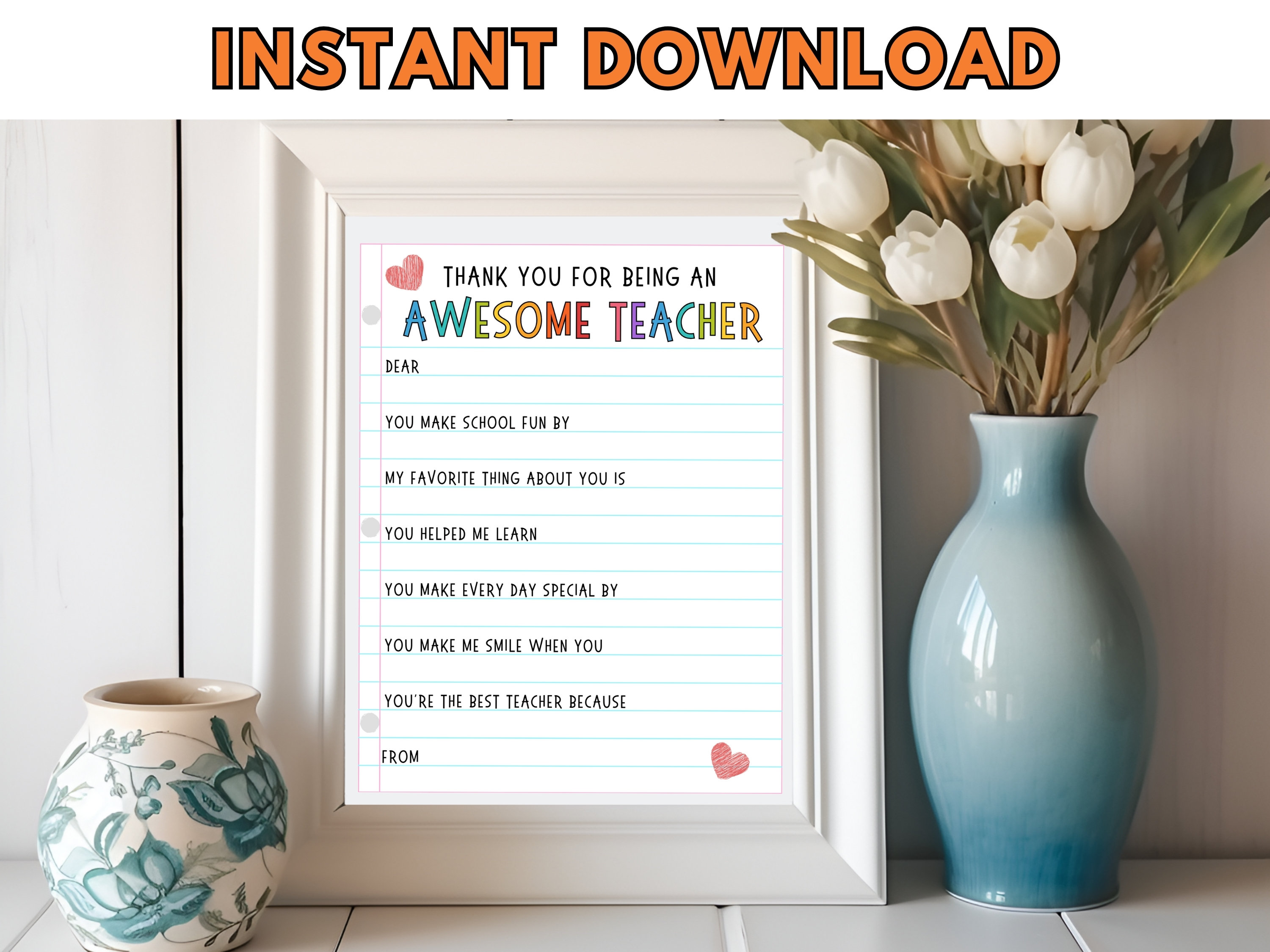 Printable All About My Teacher Gift, Teacher Appreciation Worksheet ...