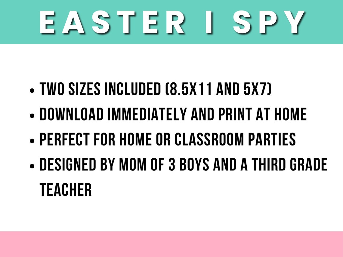 Easter I Spy Game Card for Kids - Printable Easter Activity for School ...