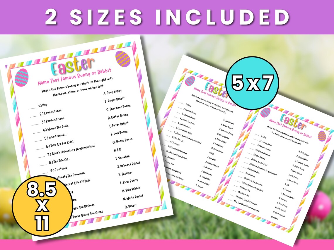 Name That Bunny Printable Easter Game for Kids - Famous Rabbit Game ...