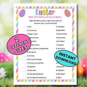Name That Bunny Printable Easter Game for Kids - Famous Rabbit Game ...