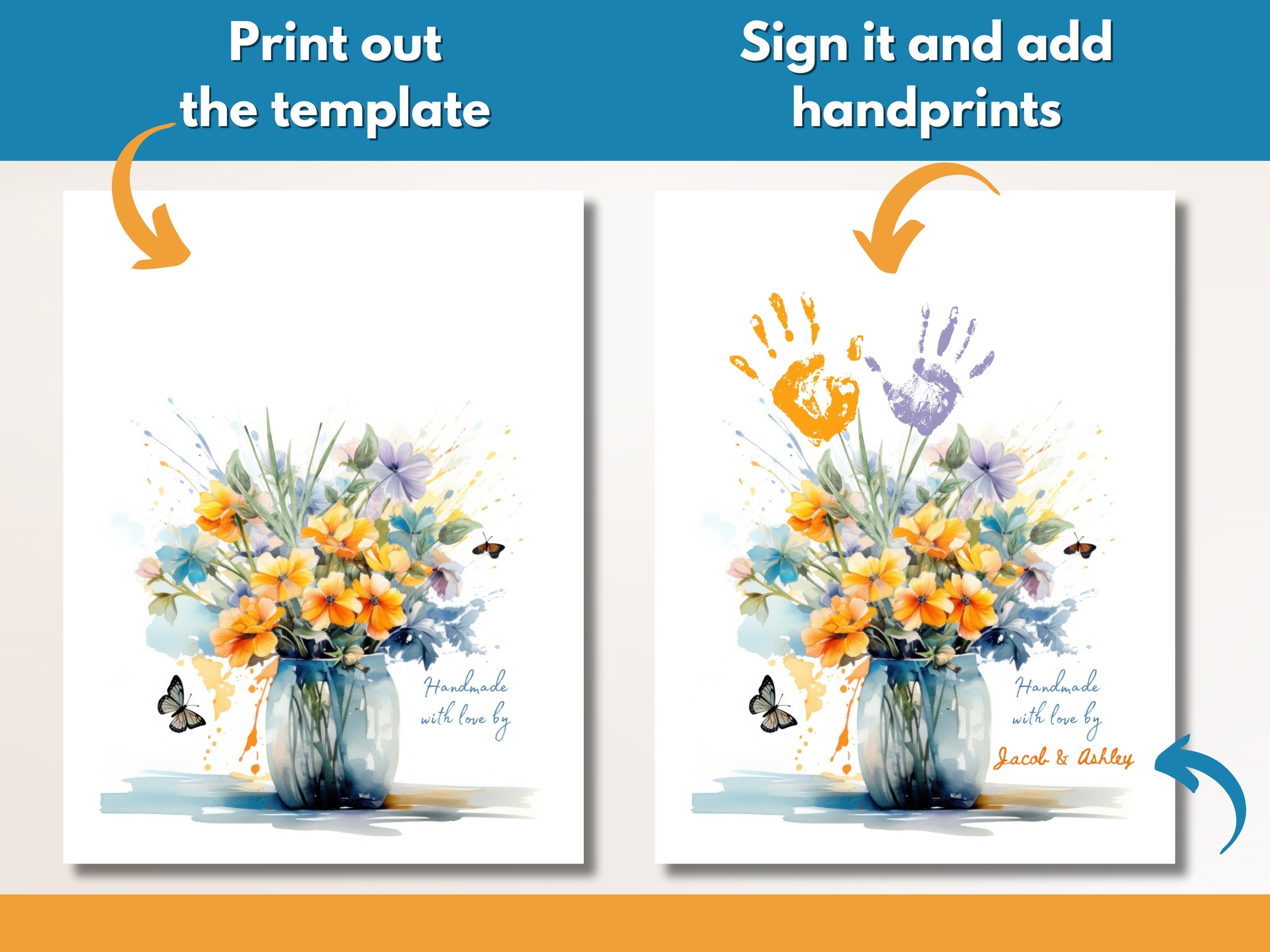 Printable Handprint Flower Bouquet for Mother's Day Gift Ideas for ...