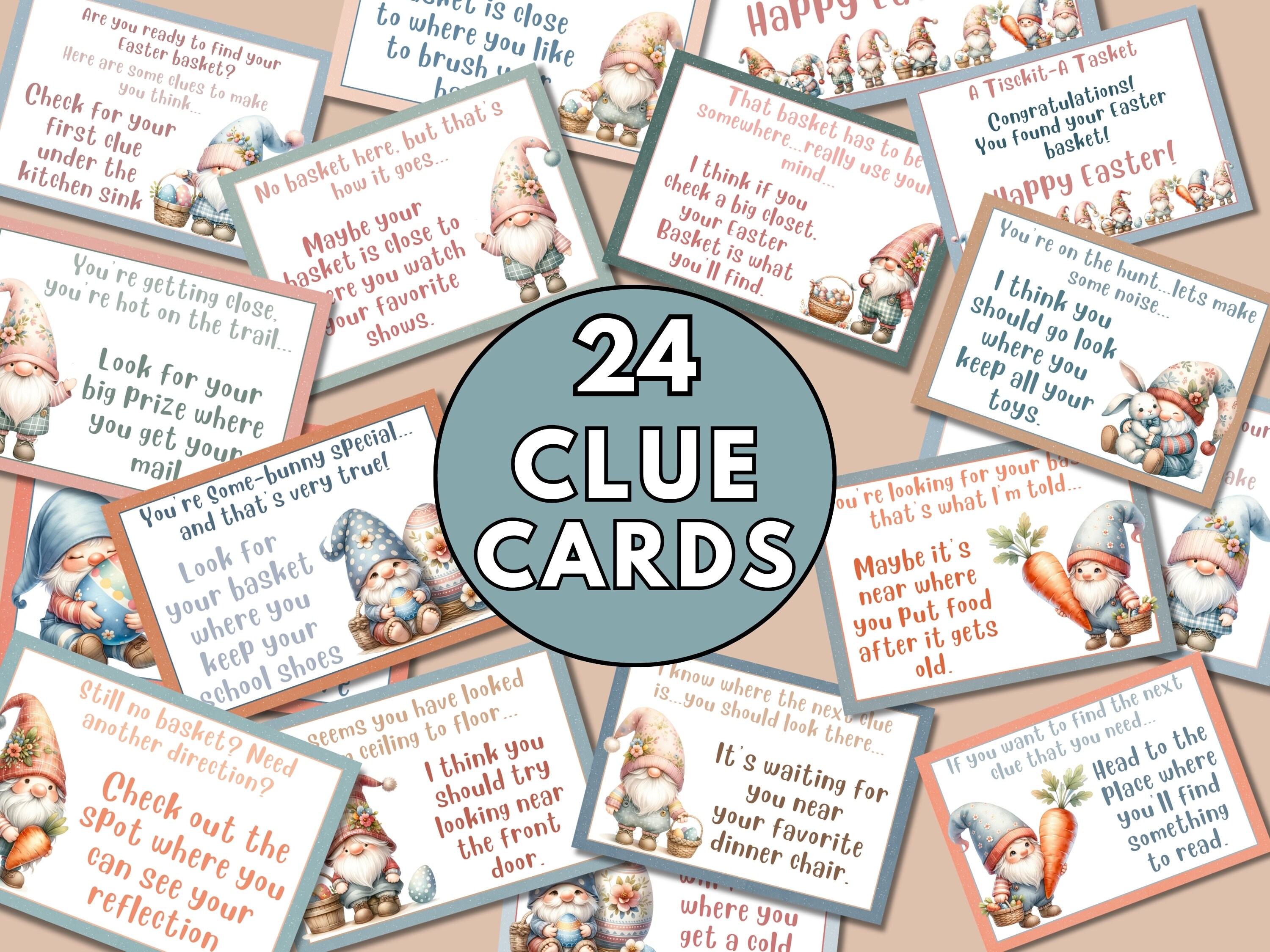 Indoor Easter Scavenger Hunt for Kids - 24 Printable Clue Cards for Fun ...