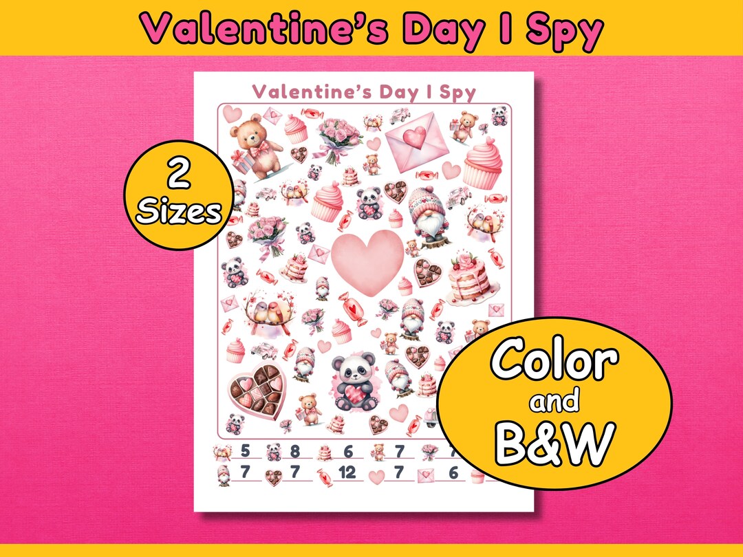 Printable Valentine's Day I Spy Game Cards - Fun Classroom Activity for ...