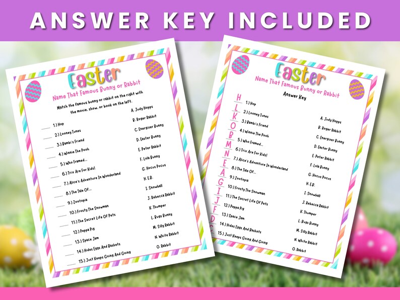 Name That Bunny Printable Easter Game for Kids - Famous Rabbit Game ...