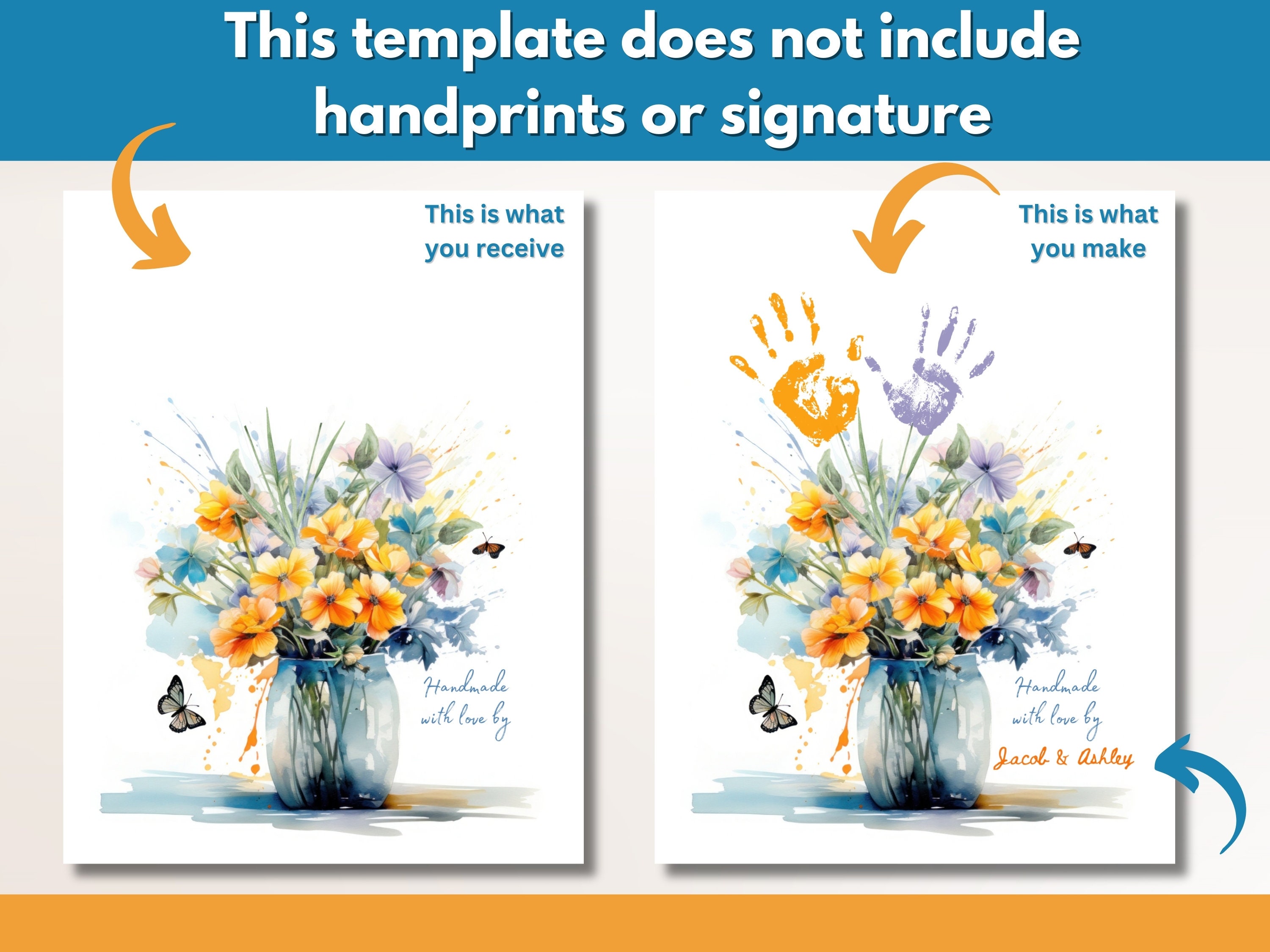 Printable Handprint Flower Bouquet for Mother's Day Gift Ideas for ...