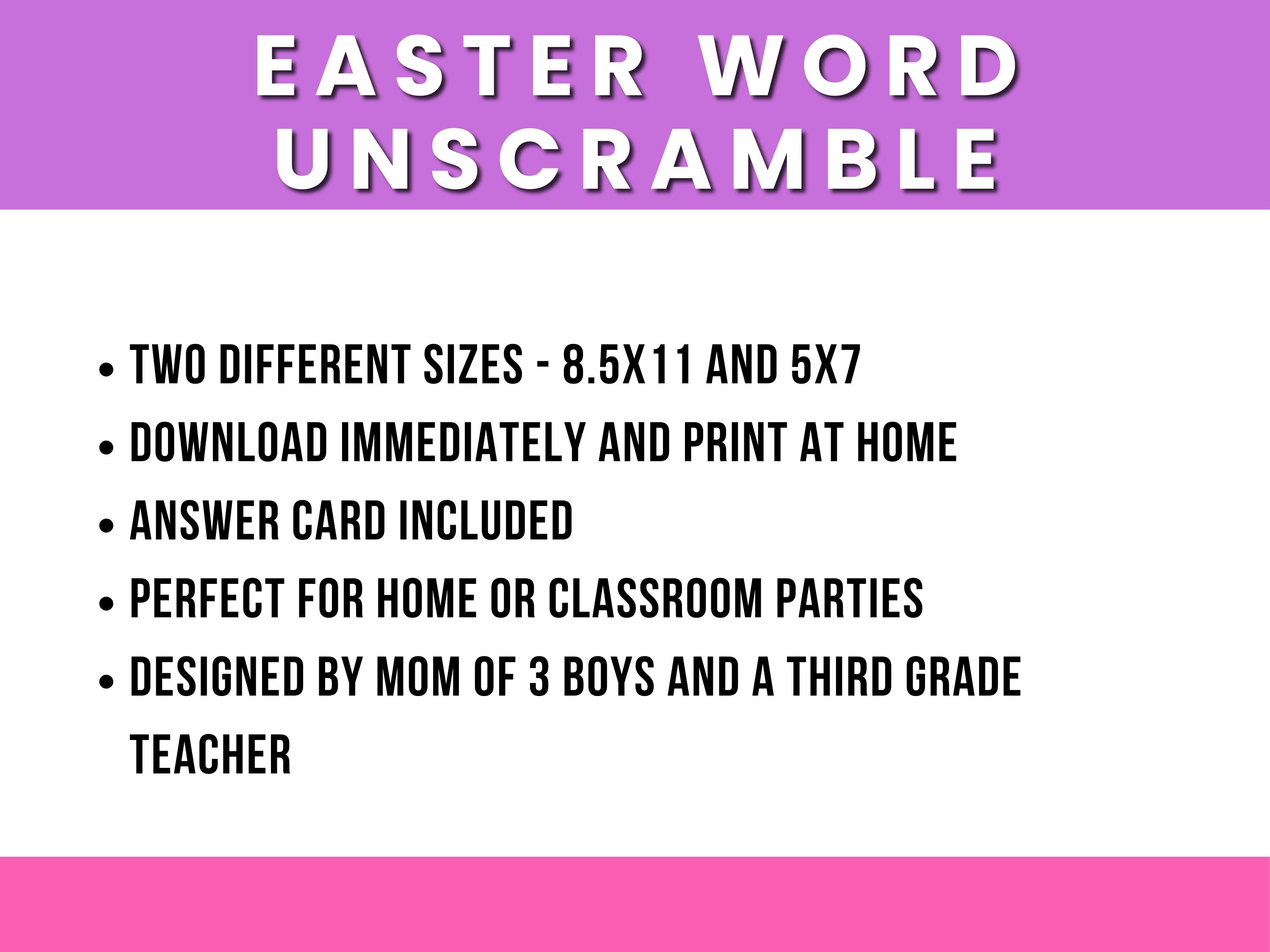 Printable Easter Word Unscramble Game Card for Kids Fun Classroom ...