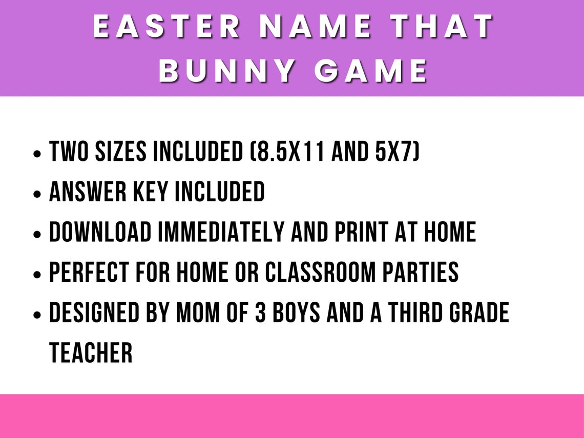 Name That Bunny Printable Easter Game for Kids - Famous Rabbit Game ...