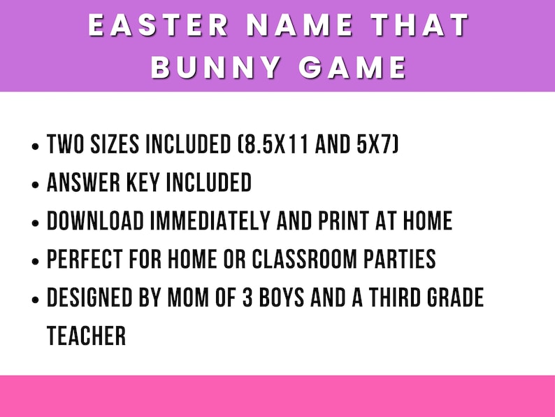 Name That Bunny Printable Easter Game for Kids - Famous Rabbit Game ...