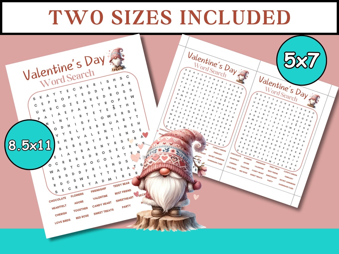 Valentine's Day Word Search Printable Game Card - Fun Valentine ...