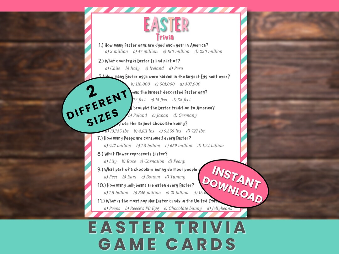 Easter Trivia Game Card for Kids or Adults | Fun Classroom Activity ...