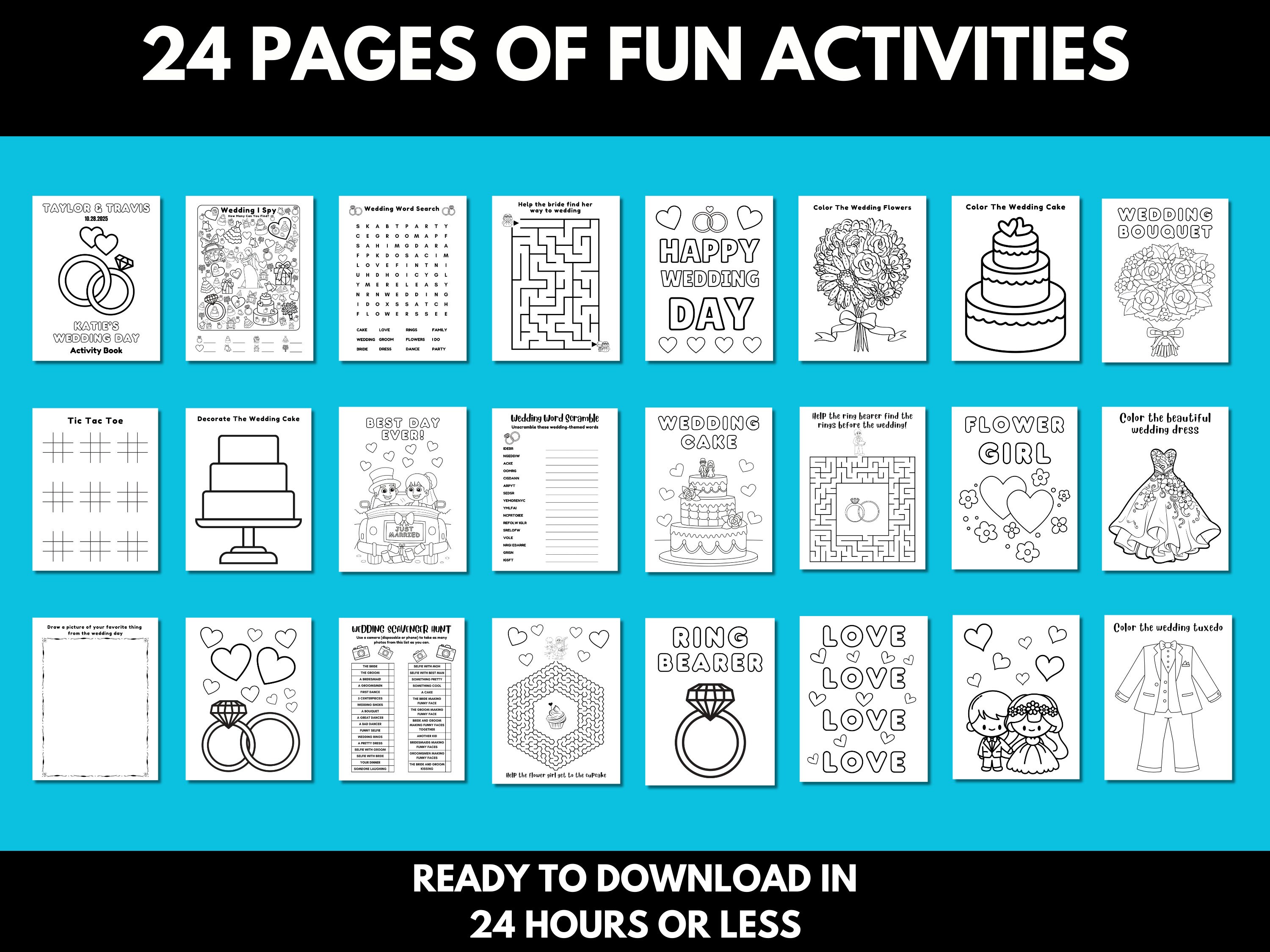 Kids Wedding Activity Kit, Personalized Children's Wedding Activity ...