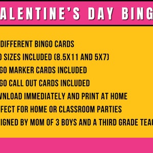 Valentines Day Printable Bingo Game Cards - Classroom Activities for ...