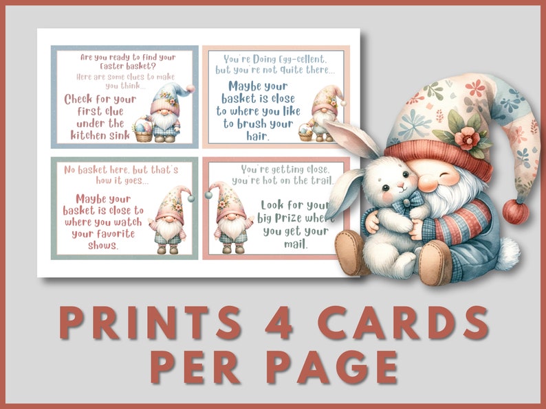 Indoor Easter Scavenger Hunt for Kids, Gnome Clue Cards, Fun Morning ...