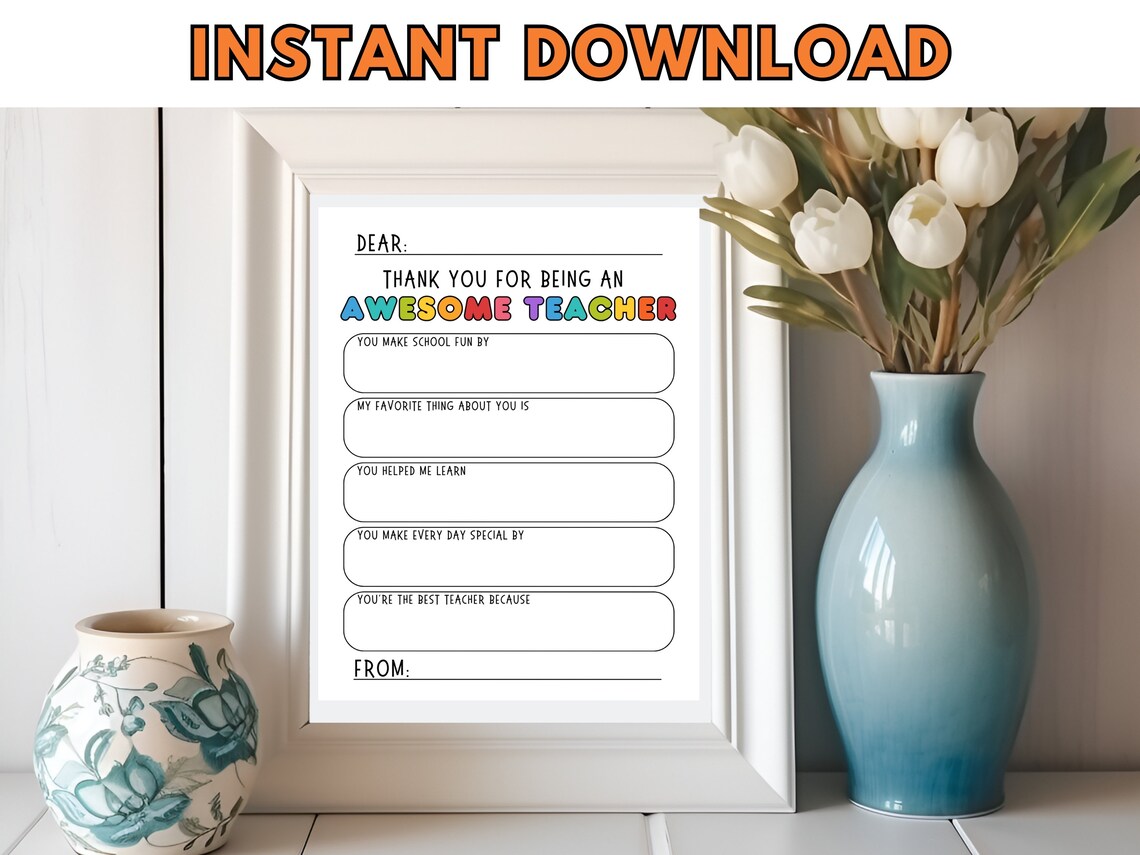 Teacher Appreciation Gift, Printable Worksheet for Teachers From ...