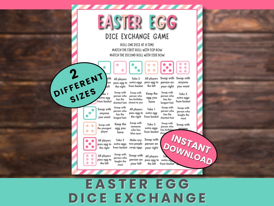 Easter Egg Dice Exchange Game for Kids or Adults | Printable Games for ...