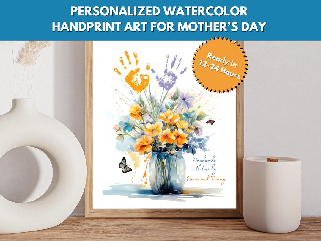 Personalized Printable Handprint Flower Bouquet for Mothers Day, Gift ...