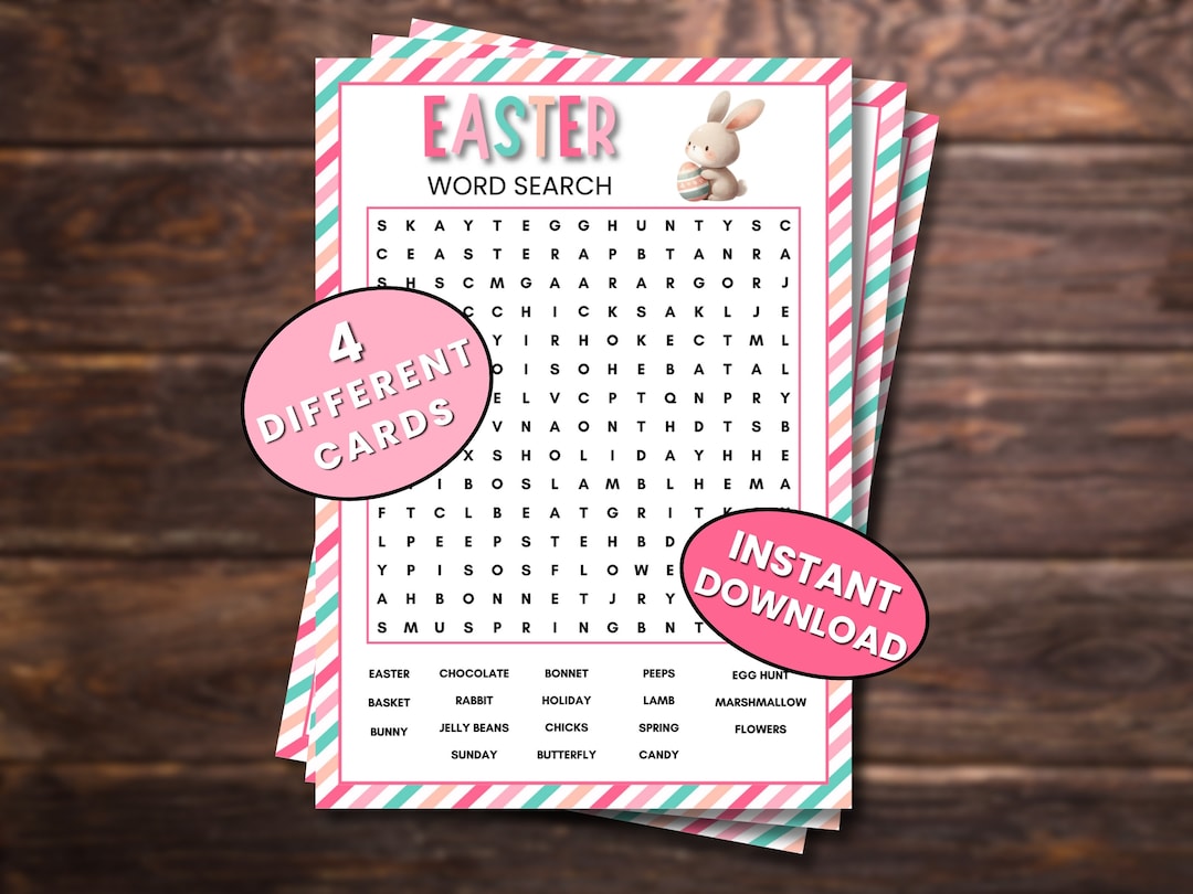 Easter Word Search Printable Game Card for Kids - Fun Activity for Home ...