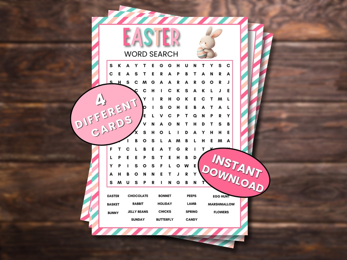 Easter Word Search Printable Game Card for Kids - Fun Activity for Home ...