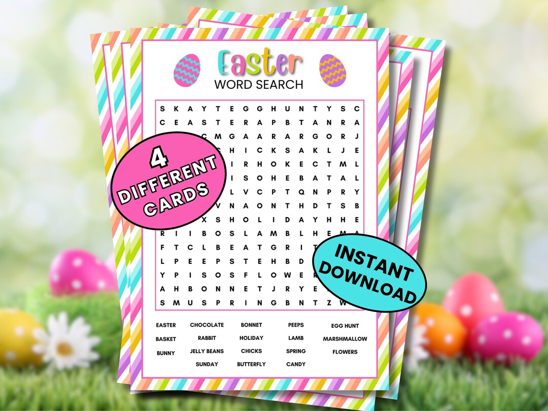 Printable Easter Word Search Cards for Kids - Fun Easter Games for ...