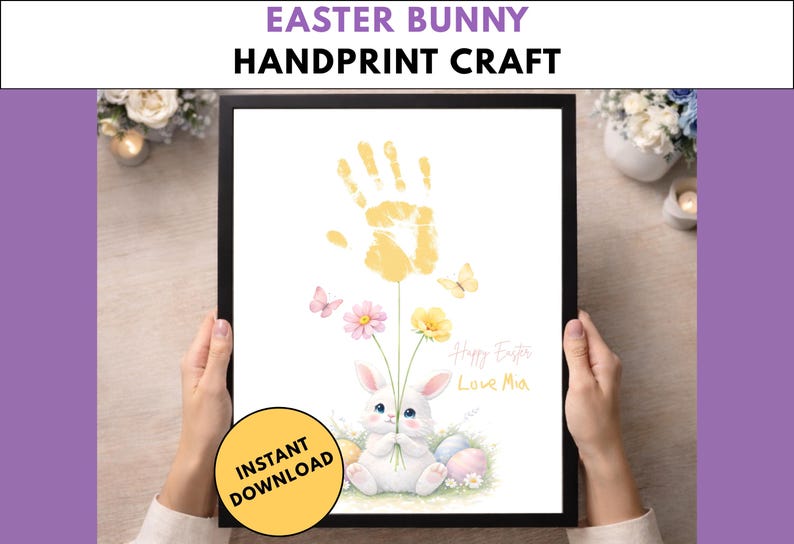 Easter Handprint Art for Kids, Bunny Handprints Template, Printable ...