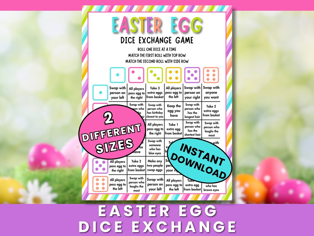 Easter Egg Dice Exchange Game for Kids - Printable Easter Games for ...
