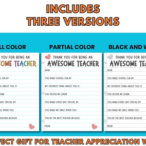 Printable All About My Teacher Gift, Teacher Appreciation Worksheet ...