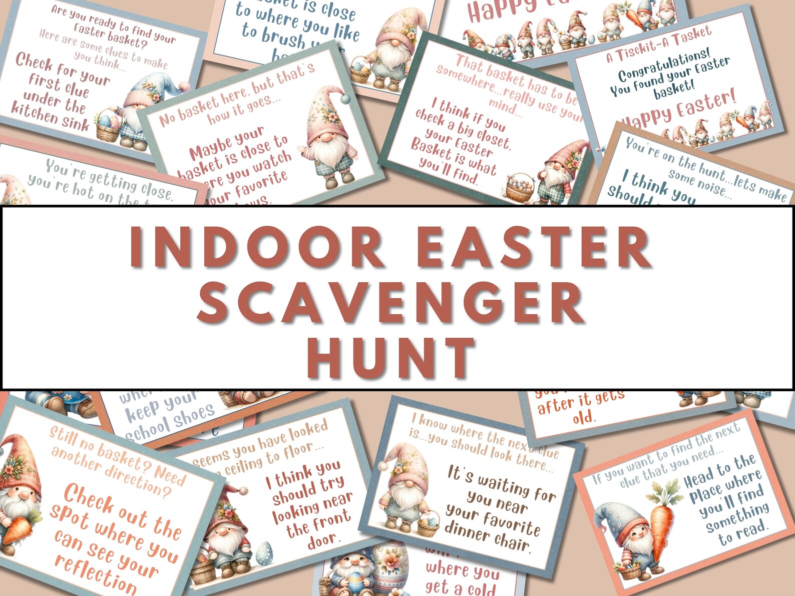 Indoor Easter Scavenger Hunt for Kids - 24 Printable Clue Cards for Fun ...