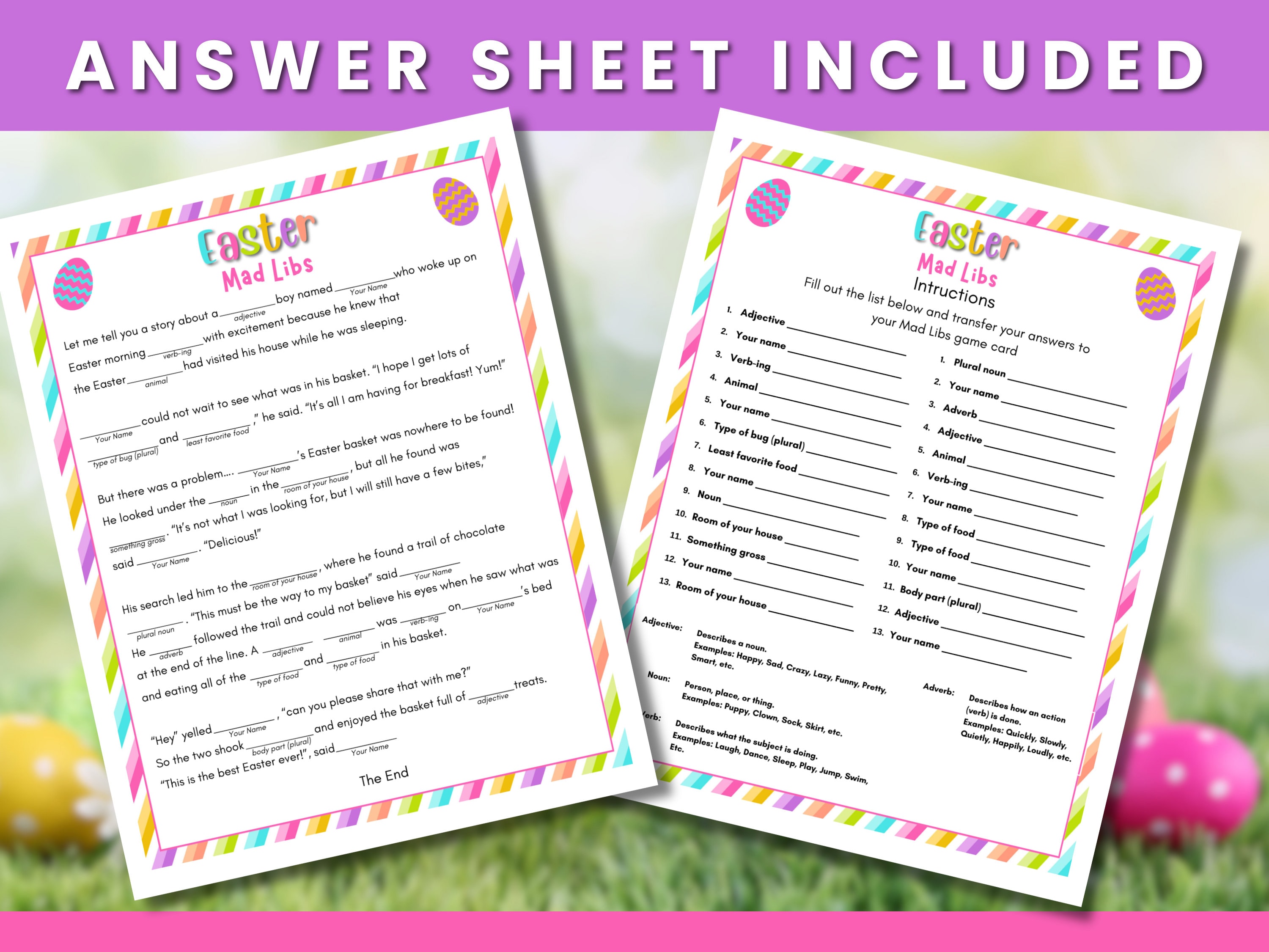 Printable Easter Mad Libs Game Cards - Fill in the Blank Games for ...