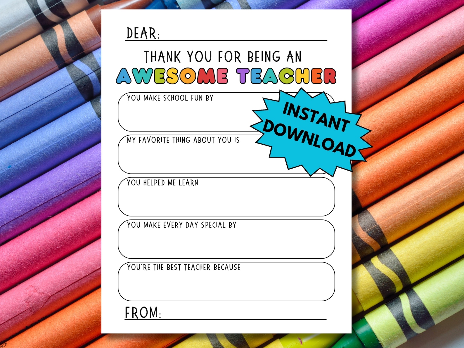 Teacher Appreciation Gift, Printable Worksheet for Teachers From ...