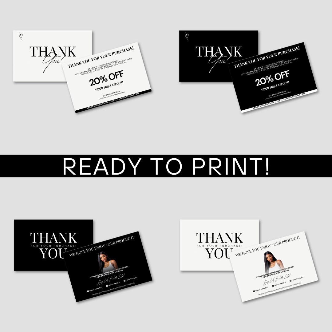 Editable Thank You Cards Template, Business Thank You Card Canva ...