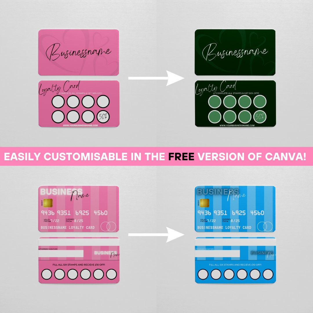 Pink & Black Loyalty Card Template: Editable Customer Reward (canva) - Etsy