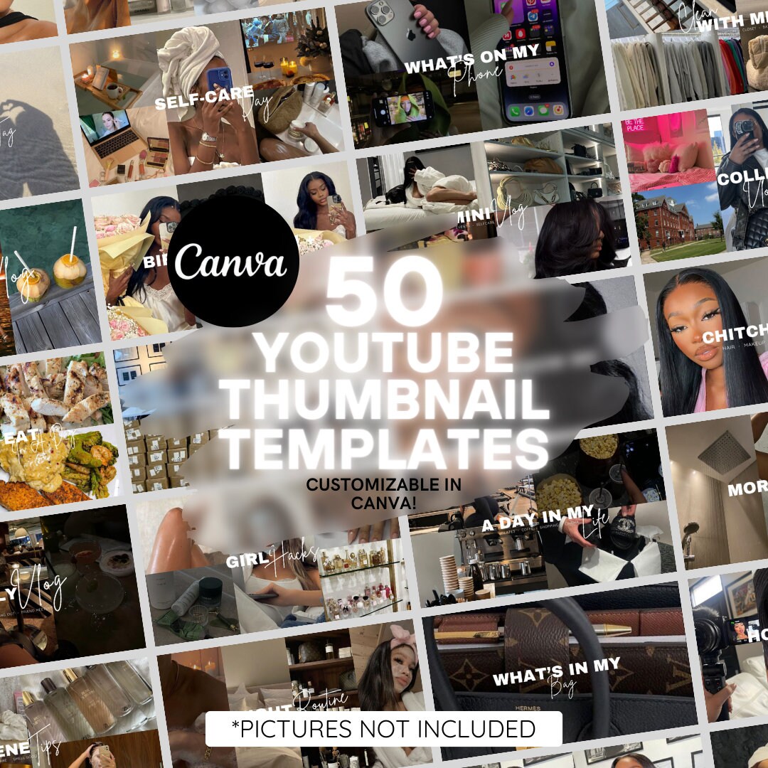 Youtube Thumbnail Templates 50 Editable Canva Thumbnail Templates ...