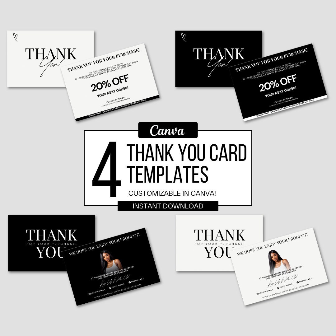 Editable Thank You Cards Template, Business Thank You Card Canva ...