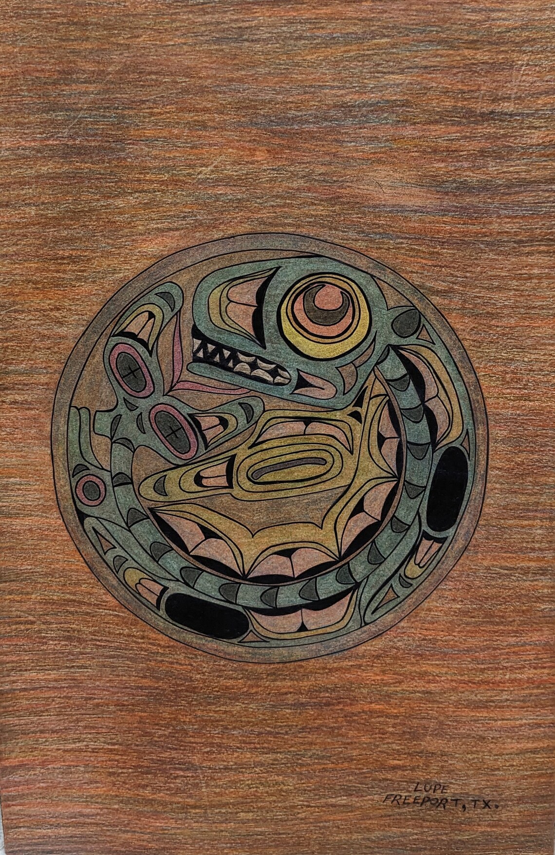 Prison Art - Aztec Dragon - Circle - Native - Colored Pencil - Drawing ...