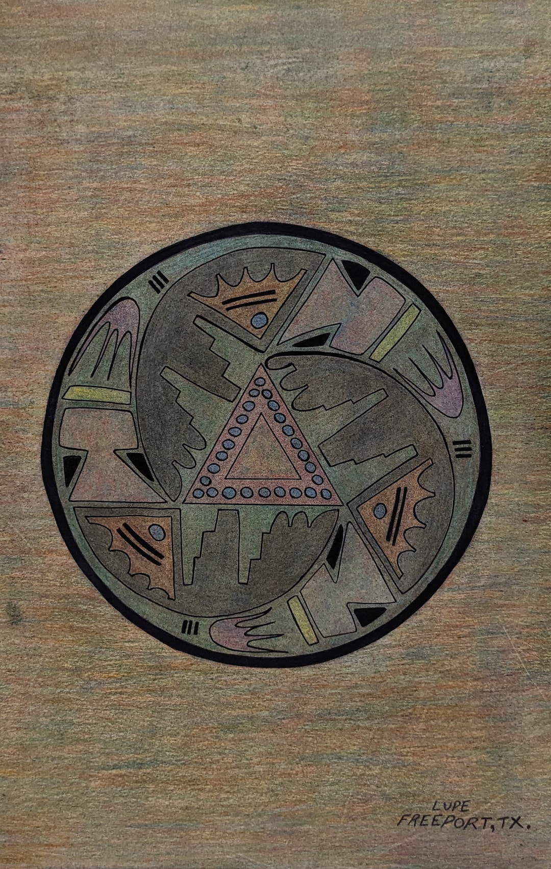 Prison Art - Aztec Circle - Native - Triangles - Colored Pencil ...