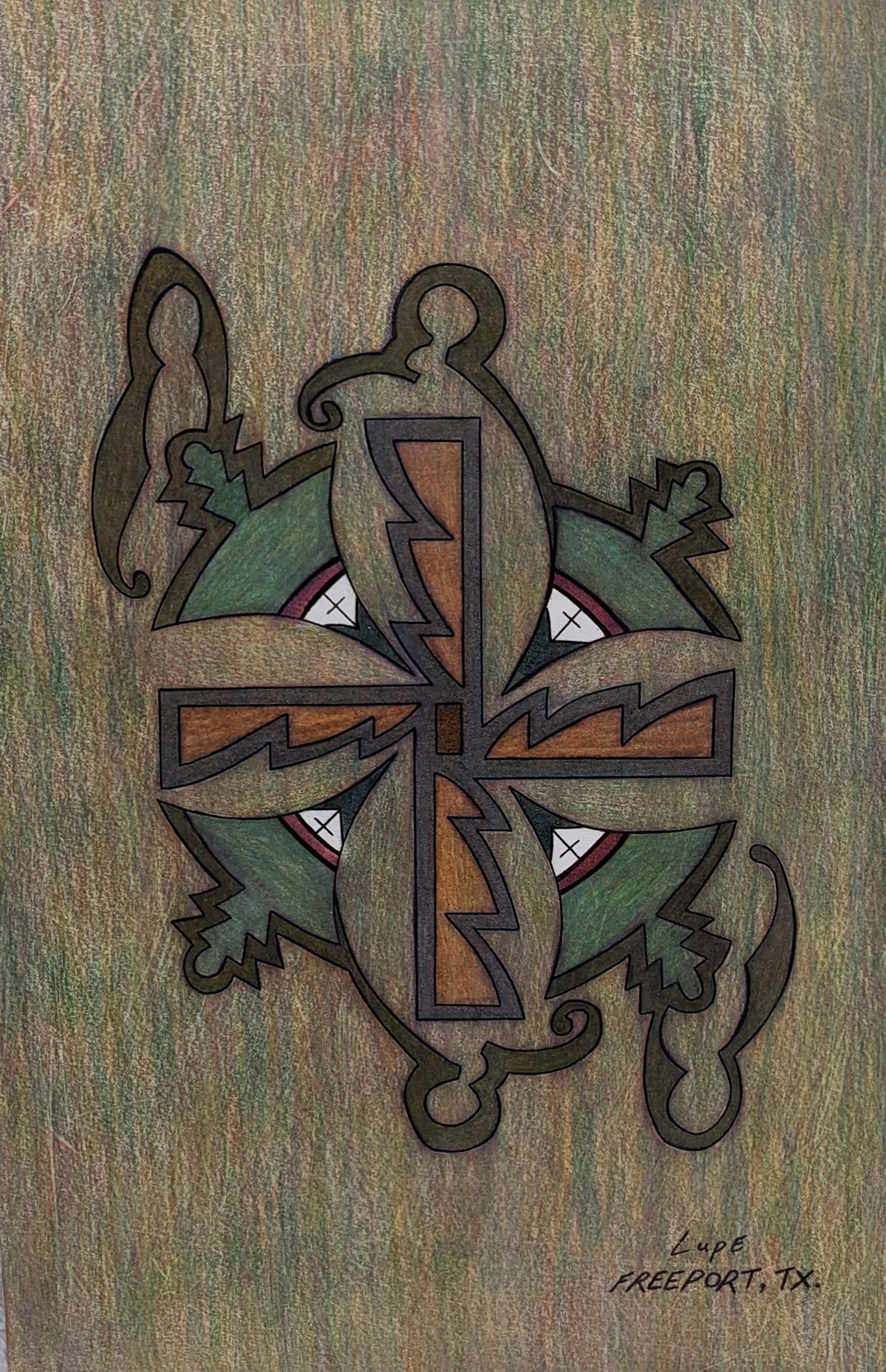 Prison Art - Cross Over - Design - Native - Colored Pencil - Drawing - Etsy