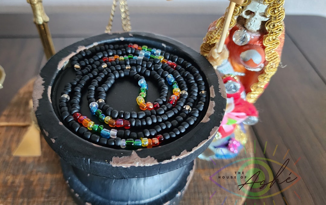 La Santa Muerte Rainbow Holy Death Collares Elekes Seven African Powers, 7 Potencias Africanas ...