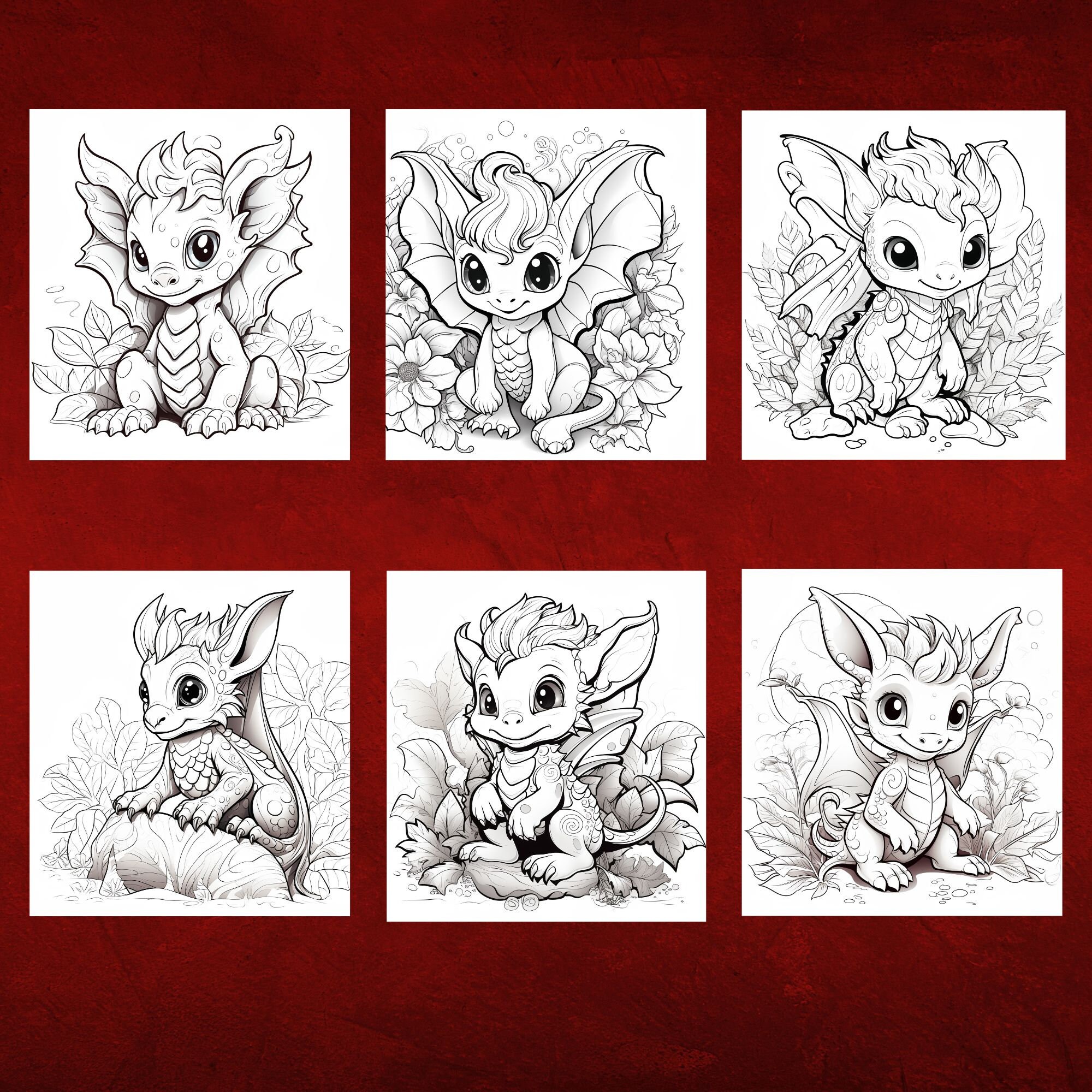 PDF Coloring Pages, 30 Baby Dragons Coloring Pages for Adults ...